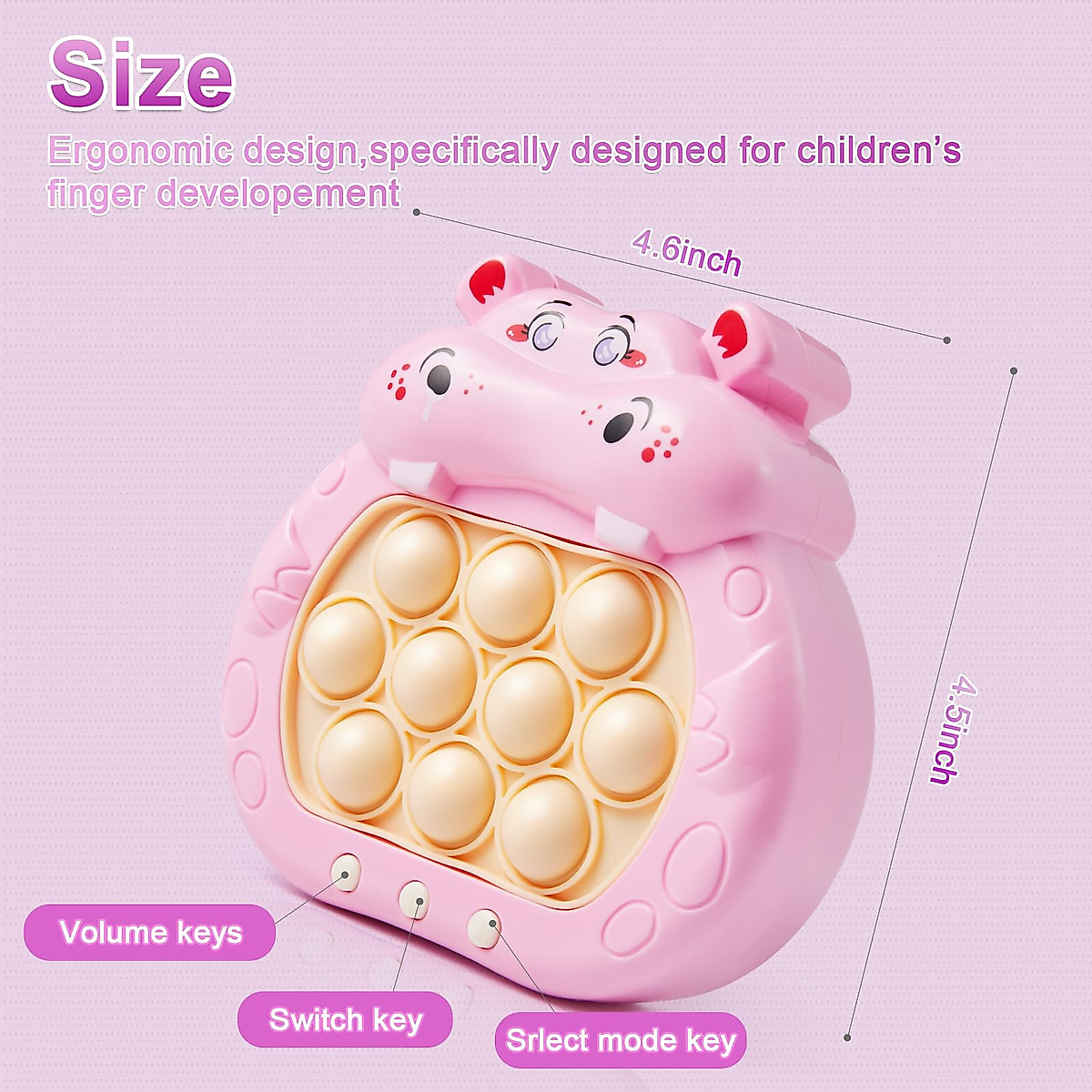 Raripida Pop Light Up Game, Handheld Fidget Light-up Pop Toys for Kids 6-12, Push Pop Sensory Toys with Memory Games, Stress Relief Pop Puzzle Game for Boy Girl Teens, Pink