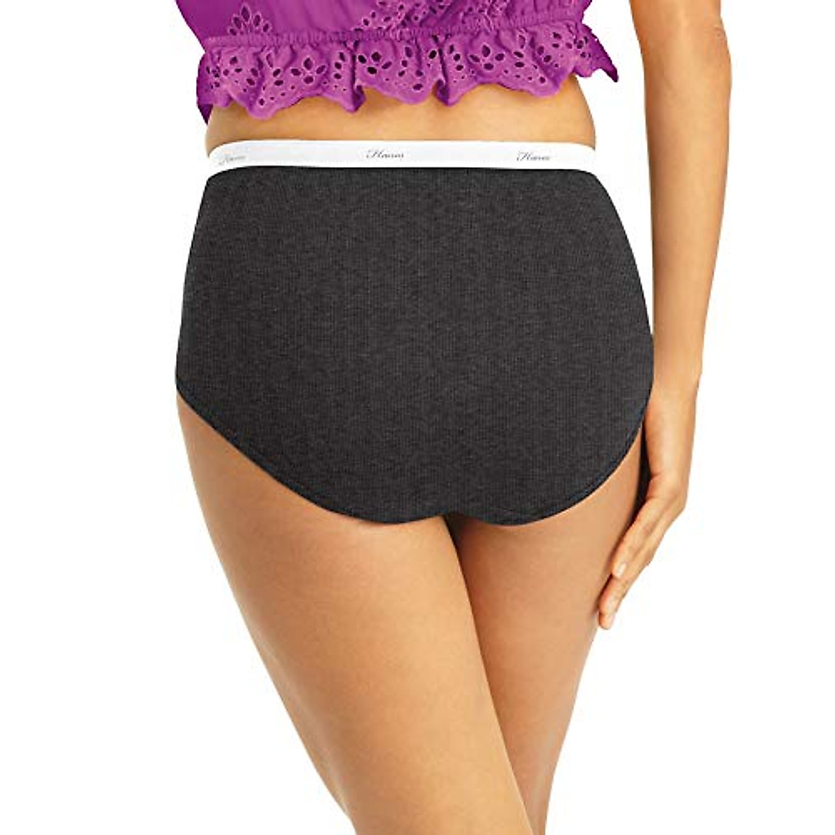 Hanes Women's Ribbed Cotton Brief Underwear 6-Pack, Assorted, 7