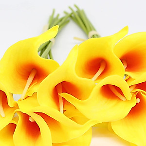 SHSYCER 18pcs Artificial Calla Lily Silk Flowers Home Garden Hotel Party Event Christmas Wedding Gift Decoration Artificial Flowers Calla Lily,Red in Yellow