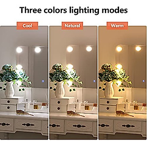 BEWISHOME Vanity Desk with Mirror and Lights, Makeup Vanity with Lights, Vanity Table with 8 LED Bulbs & 3 Colors Lighting, White Vanity Set with 7 Drawers & Stool, Dressing Table Makeup Desk FST13W