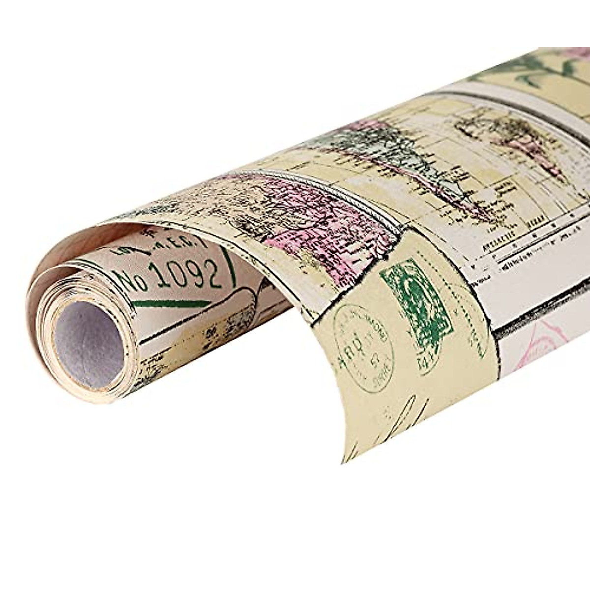 Self Adhesive Vinyl Vintage Butterfly Birds Map Contact Paper Shelf Liner Cabinets Dresser Drawer Liner Furniture Sticker Wall Paper 17.7X117 Inches