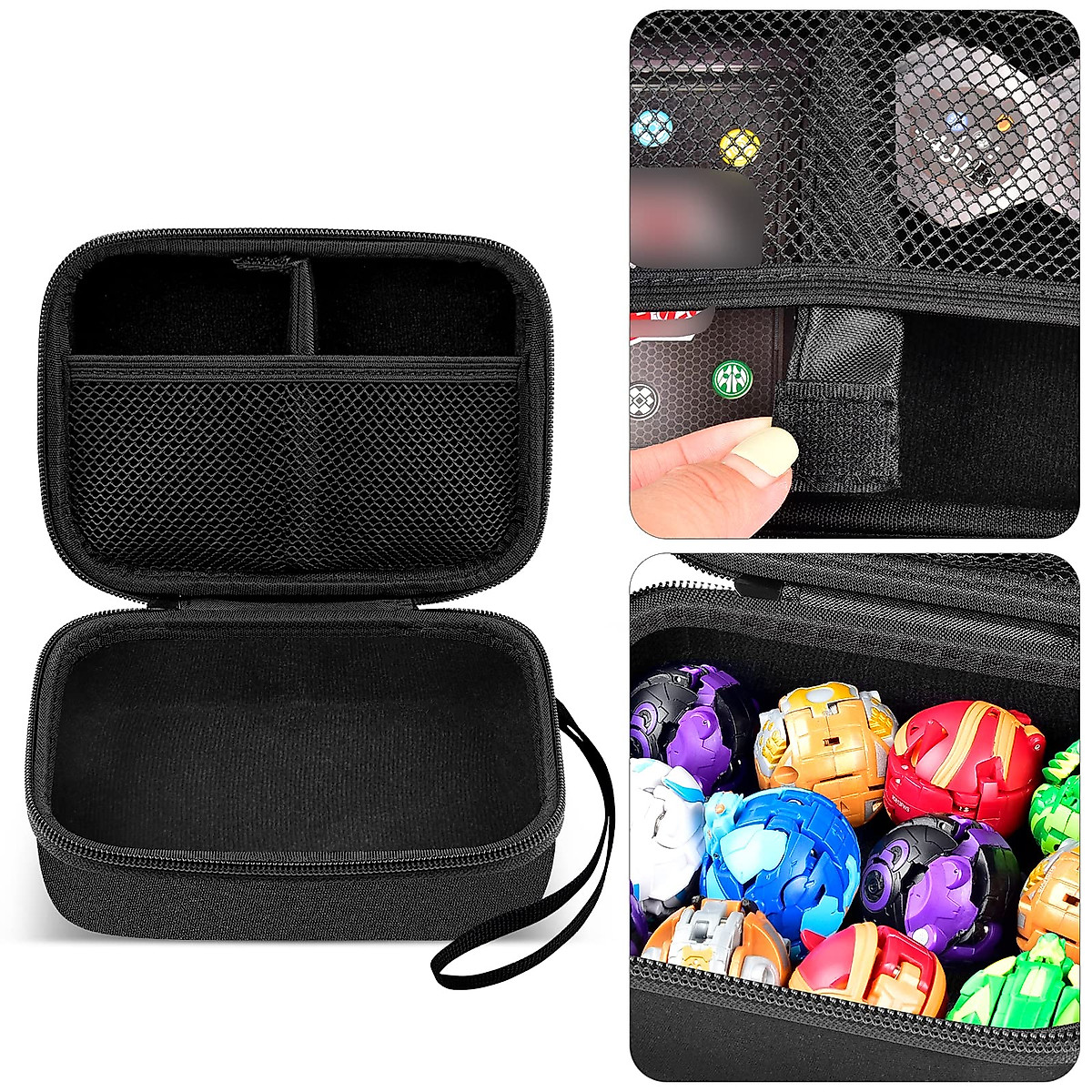 Case Compatible with Bakugan Figures, BakuCores and Armored Alliance, Collectible Action Figures, Mini Toys Container Carrying Box for Bakugans Trading Cards (Bag Only) - Black