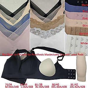 Sendyou SY17 Pockets Bra with Big Open for Mastectomy Prosthesis Inserts Breast Forms Bra Pads Artificial Boobs Black