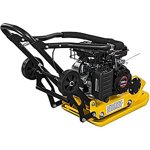Stark USA Stark 6.5HP Walk Behind Plate Compactor Gas-Powered 196cc Motor 350sq/f Force 21inches x 15 Plate Tamper Foldable Handle, Yellow