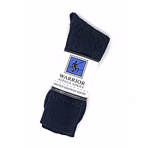 WARRIOR ALPACA SOCKS - Two-Tone Texture Socks Alpaca Wool Socks (Large, Navy/Olive)