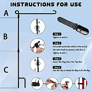Garden Flag Stand 3 Pack,Yard Flag Holder,Premium Garden Flag Holder,12x18 Small Banner Garden Sign Stakes Holders,Small Yard Falgs Stands Pole,Metal Flagpole With Tiger Clip And Spring Stoppers
