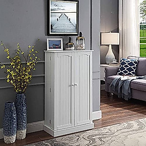 Function Home 41" Kitchen Storage Cabinet, Pantry Cabinet with Doors and Adjustable Shelves for Kitchen, Living Room and Dinning Room in White