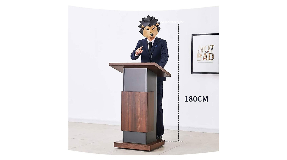 Portable Wooden Podium with Locking Wheels for Conferences and Events