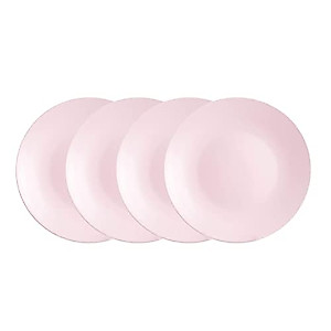 HomeVss Stoneware Two-Tone Colors Life 16pc Dinner Set，Outside Shiny Black + Inside Matte Glaze Rose