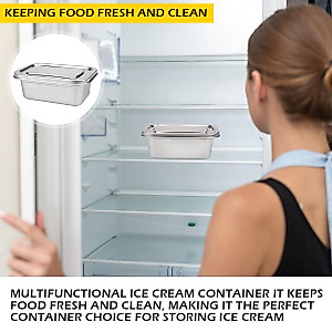 LNQ LUNIQI 1Pcs Stainless Steel Food Storage Containers with Lids Ice Cream Storage Containers Food Keeper Freezer Box Refrigerator Storage For Food Preservation and Homemade Ice Cream（1000ML