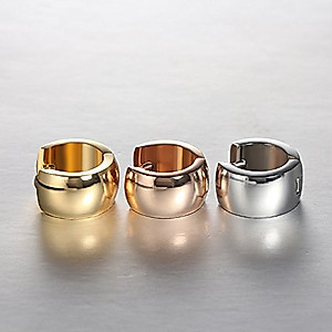 MELUOGE 2 Pairs Unique Fashionable Stainless Steel Small Hoop Earrings for Men Women Huggie Earrings (gold with Silver) Rose Gold (silver)