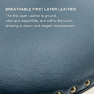 AULIFE Cow top Leather Wooden Bar Stools, 360 Degree Swivel Bar Height Chair with Backs for Home Kitchen Counter, Morden Chair Barstools (Ivory Wood 1pc-Blue Seat, Bar Height-Seat Height 29.5”)