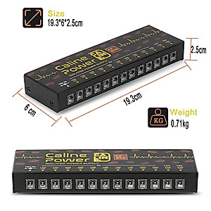 Caline Guitar Pedal Power Supply, True Isolated Pedalboard Power Supply with 12 Outputs, Noiselessly CP-206