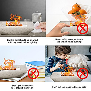 Tabletop Fire Pit 12.5" Portable Table Top Firepit Bowl Smokeless Indoor Outdoor Table Top Fireplace Garden Patio Balcony Decor Gifts for Women Mom House Warming Gifts New Home Decor Terrazzo-White