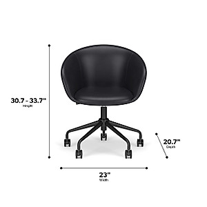 HON Basyx Monroe Upholstered Task, Office Chair, Black Bonded Leather