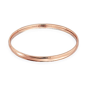 Domed Stackable 5MM Round Smooth Polished Bangle Bracelet Rose Gold Plated Stainless Steel For Women 8 Inch