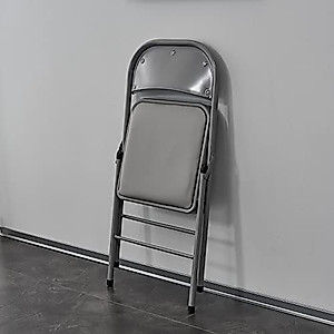 SEALAMB 6 Pack Gray Folding Chairs with PVC Padded Seats and Back for Office, Portable Lightweight Commercial Folding Chair with Steel Frame for Home Wedding Party Outdoor Events, 330lb Capacity