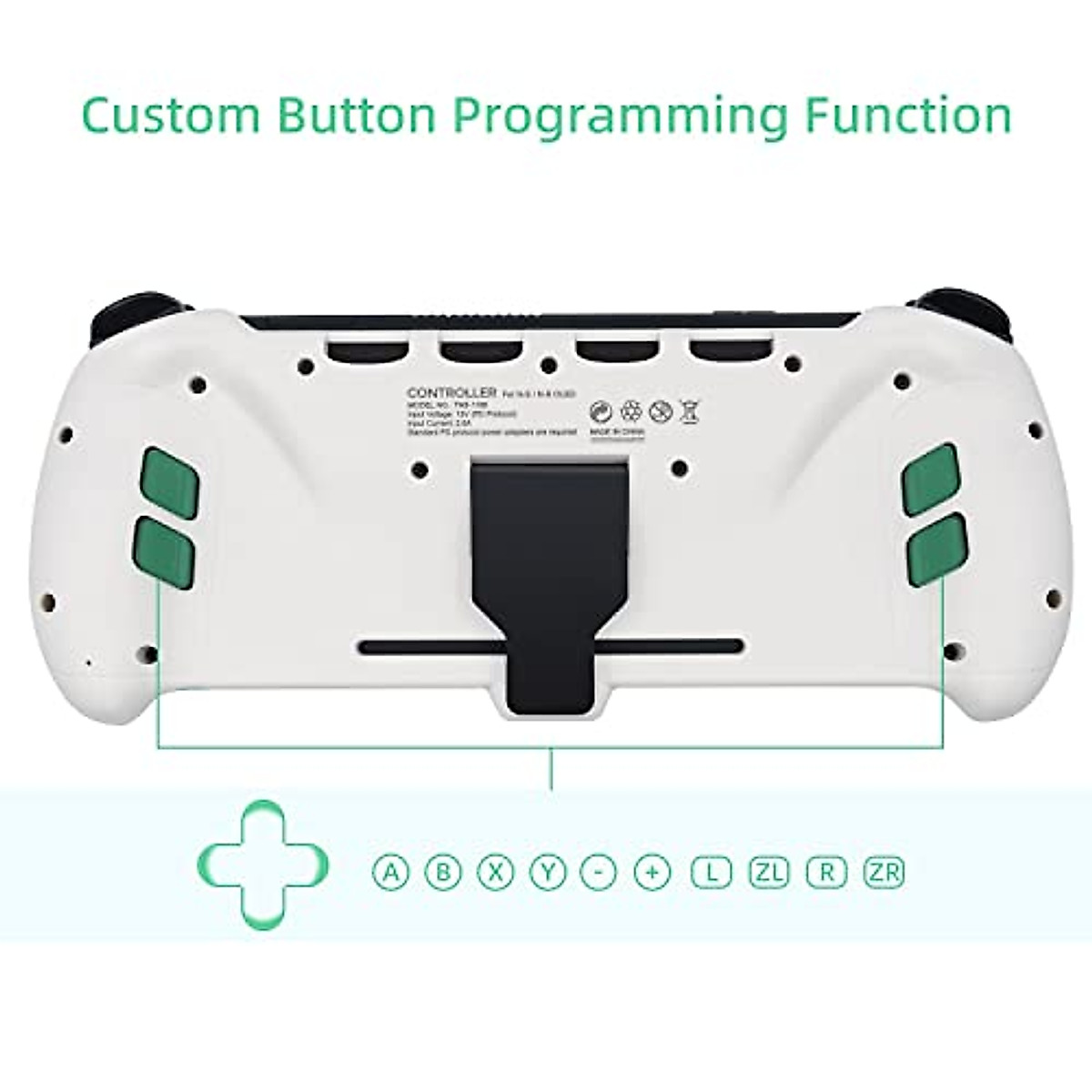 Mcbazel Switch Controller Grip for Handheld Mode, Ergonomic Controller for Switch/ Switch OLED with 6-Axis Gyro, Mapping, Vibration - Green & Blue
