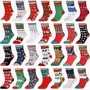 MarJunSep 28 Pairs Women's Christmas Holiday Socks Funny Cotton Xmas Socks Gift Stocking Stuffers for Girls Boys Men