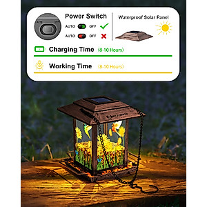 DesGully Bird Feeders for Outdoors Hanging - 2.5 LBs Wild Birds Metal Solar Bird Feeder for Outside Gift Ideas for Bird Lovers Garden Yard Bird Seeds (Chew-Proof,Weather Resistance)