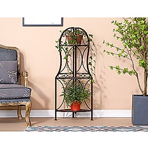 XAONIEN 3 Tier Metal Corner Shelf Stand for Kitchen Free Standing Corner Shelf, Bakers Rack, Antique Bronze