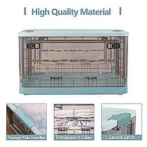 Lucky Monet Clear Storage Bins with Lids 55 Quart, Large Stackable Storage Bins Plastic Organizer Bins Boxes with Wheels & Dual Open, Collapsible Storage Containers for Closet Home Kitchen Car Trunk