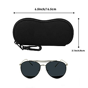 MoKo Eyeglass Soft Case, Zippered Neoprene Sunglasses Pouch with Clip for Men Women - Black
