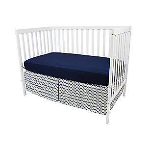 American Baby Company 100% Cotton Percale Fitted Crib Sheet and Skirt, Navy Zigzag, for Boys