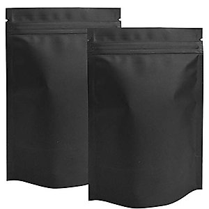 STUs 100 Pack Smell Proof Stand-Up Bags - 4 x 6 Inch Resealable Mylar Bags Foil Pouch Double-Sided Bag Matte Black