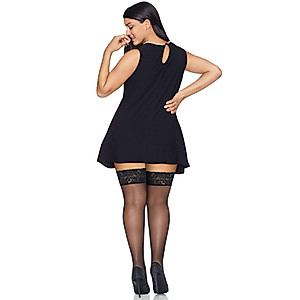 Hanes Women's Plus Size Curves Sheer Lace Thigh High, Black, 1X/2X