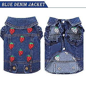 JUDYBRIDAL Pet Clothes Dog Jeans Jacket, Cool Costume Vest for Small Medium Dogs Cats, Puppy Lapel Denim Shirt Apparel for Chihuahua Yorkies (Blue XL)