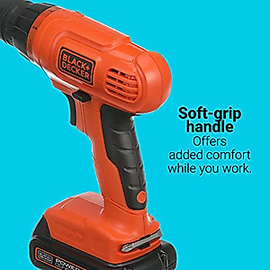 BLACK+DECKER 20V MAX* POWERCONNECT Cordless Drill Kit + 100 pc. Kit (BDC120VA100), Orange