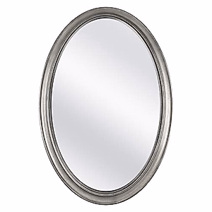 MCS Beaded Oval Mirror, 21 x 31 in, Pewter