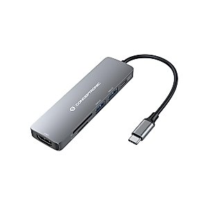 Conceptronic DONN11G Multi-Function 6-in-1 USB Adapter Hub USB-C to HDMI/USB-C PD/USB 3.0/USB 2.0/SD/TF Multiport Adapter