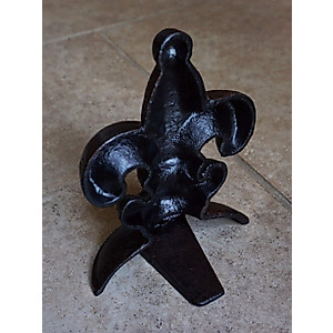 Lulu Decor, Cast Iron Fleur De Lis Door Stop, 2 Lbs, Antique Black Door Stopper (Set of 2)