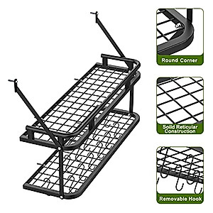 ChefHachiro Kitchen Pot Rack, Heavy Duty Wall Mount Pots and Pans Organizer, 2-Tier Wall Shelves with 12 S Hooks for Kitchen Cookware Utensils