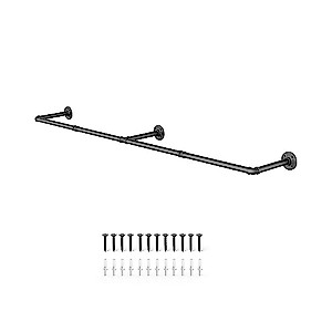 OROPY Clothes Rack, 65.7" Industrial Pipe Clothing Rack for Hanging Clothes, Wall Mounted Heavy Duty Space Saving Garment Rack for Closet Storage, Black, 3 Base