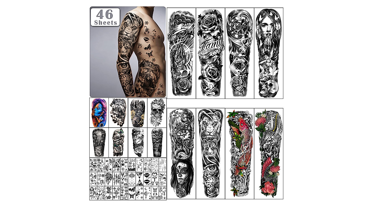 Extra Large Waterproof Temporary Tattoos | 46 Sheets