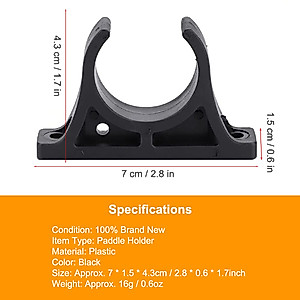 1Pair Kayak Oar Clips, Plastic Inflatable Boat Paddle Holder Clip Keeper Kayaks Canoes Rowing Boats Leatherhanger,L