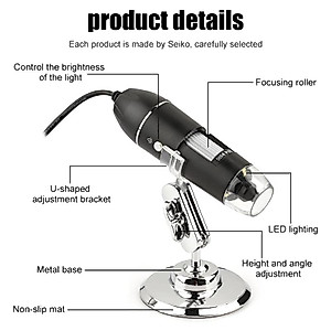Lab Microscope Slides 1600X USB Digital Handheld Portable Electron Microscope Camera Soldering Microscopes with 8 LEDs Microscope Parts (Color : USB-500X)