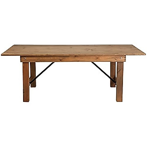 Flash Furniture Hercules Series 7' x 40" Rustic Solid Pine Folding Dining Table, Rectangular Antique Farmhouse Dining and Event Extension Table