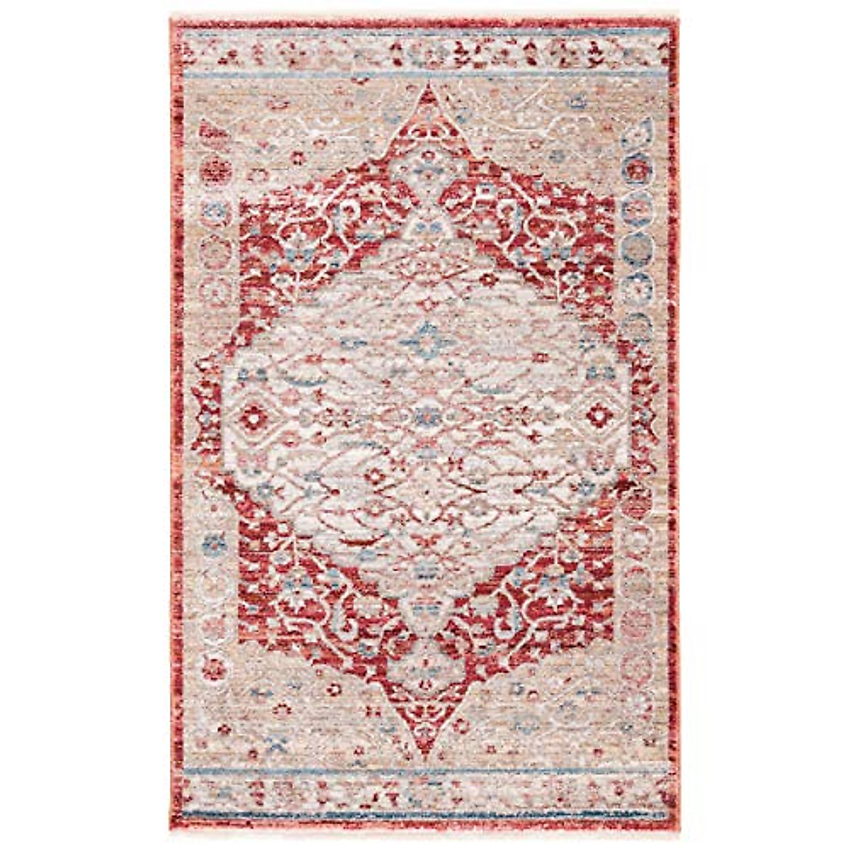 SAFAVIEH Kenitra Collection 4' x 6' Red / Beige KRA661R Vintage Oriental Distressed Area Rug