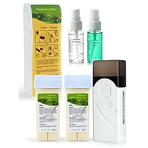 Roller Waxing Kit for Sensitive Skin, Milk roll on wax cartridge warmer for arms, legs and larger areas of the body hair removal, at home waxing kit for women and men