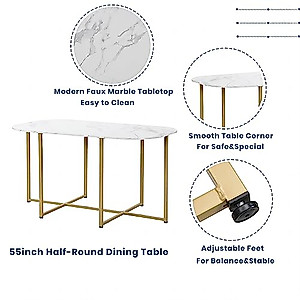 Xshelley Dining Table Set for 6, 7-Piece Dining Table Chairs Set with 1 Table 6 Chairs, Wooden Table Chairs Set for Kitchen Living Room (Gold)