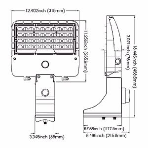 LEONLITE 105W LED Shoebox Area Pole Light, Parking Lot Outdoor Street Lamp, 300W-350W MH/HPS Equivalent, 13,500Lm, 5000K Daylight, Photocell Included, UL-Listed, Wet Location Applicable