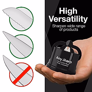 AnySharp Editions - World's Best Knife Sharpener - For Knives and Serrated Blades - Black