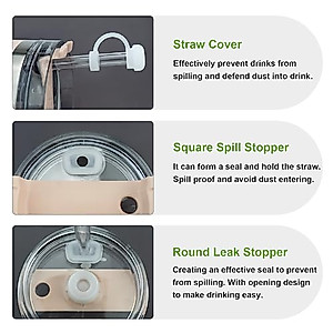 Silicone Spill Proof Stopper Set and Replacement Straws for Stanley H1.0 40oz 30oz Tumbler, Yoelike Reusable Clear Straws Leak Proof Straws Topper Accessories for Stanley Mug Cup