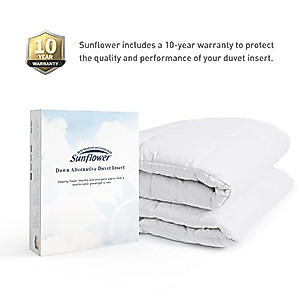 Duvet Insert Queen Size-100% Cotton Comforter Down Alternative White-Quilted Lightweight Duvet Insert Thin Soft Breathable with Silver Trim and 8 Tabs