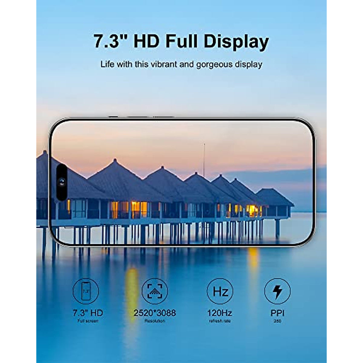 WV LeisureMaster A14 Pro Max 5G Unlocked Smartphone - 6GB+128GB Fully Unlocked Cell Phone for Android 11, 7.3" ,7300mAh, 50MP+108MP Dual Camera（White）