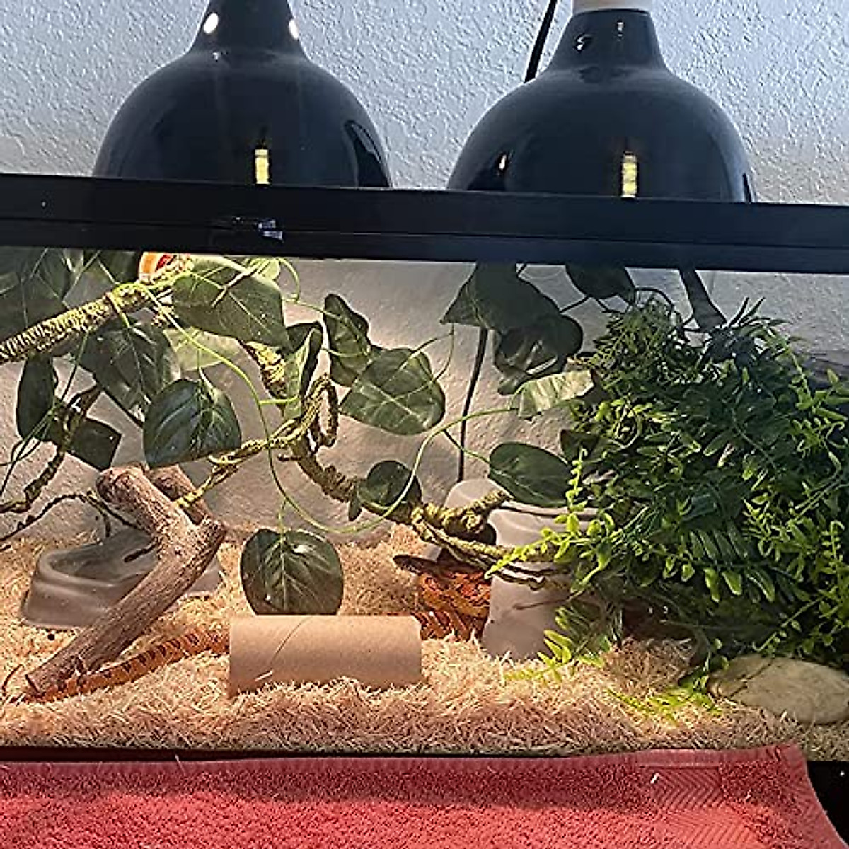 MUYG Reptile Terrarium Plants Decoration,Bearded Dragons Habitat Bendable Hanging Jungle Vines Decor Lizard Tank Artificial Leaves Plant Accessories for Lizards Snake Geckos Chameleon